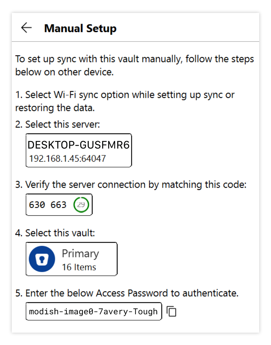 Wi-Fi Sync Manual Setup - Enpass